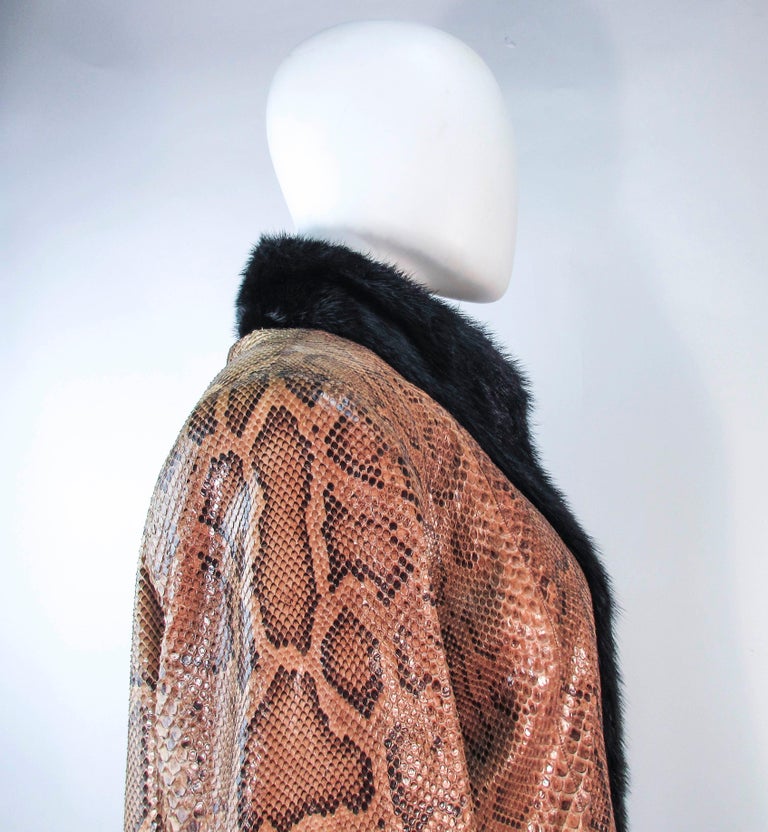 1970's Snakeskin Coat with Mink Trim and Sheared Detachable Lining Size ...