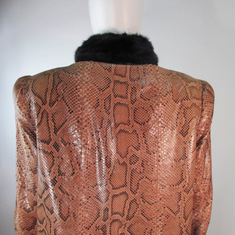 1970's Snakeskin Coat with Mink Trim and Sheared Detachable Lining Size ...