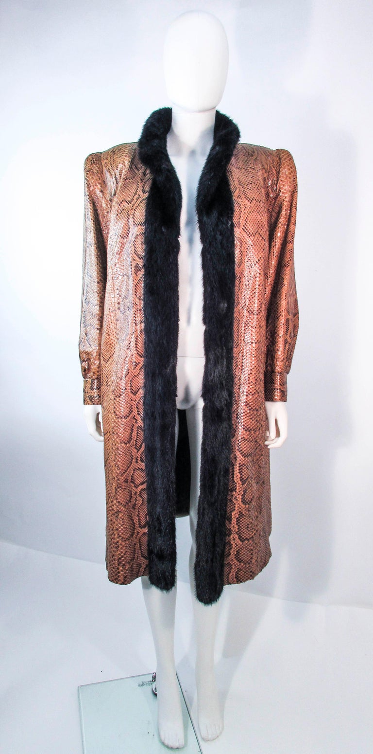 1970's Snakeskin Coat with Mink Trim and Sheared Detachable Lining Size ...