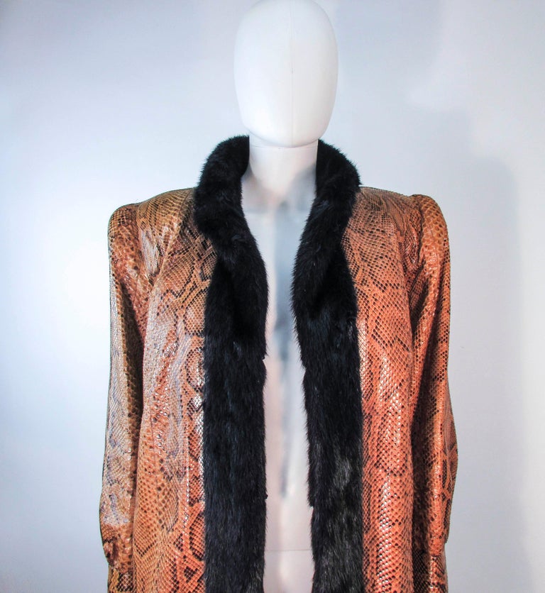 1970's Snakeskin Coat with Mink Trim and Sheared Detachable Lining Size ...