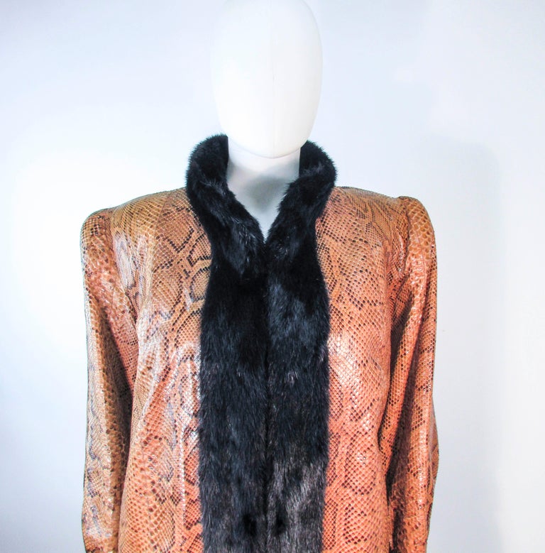 1970's Snakeskin Coat with Mink Trim and Sheared Detachable Lining Size ...