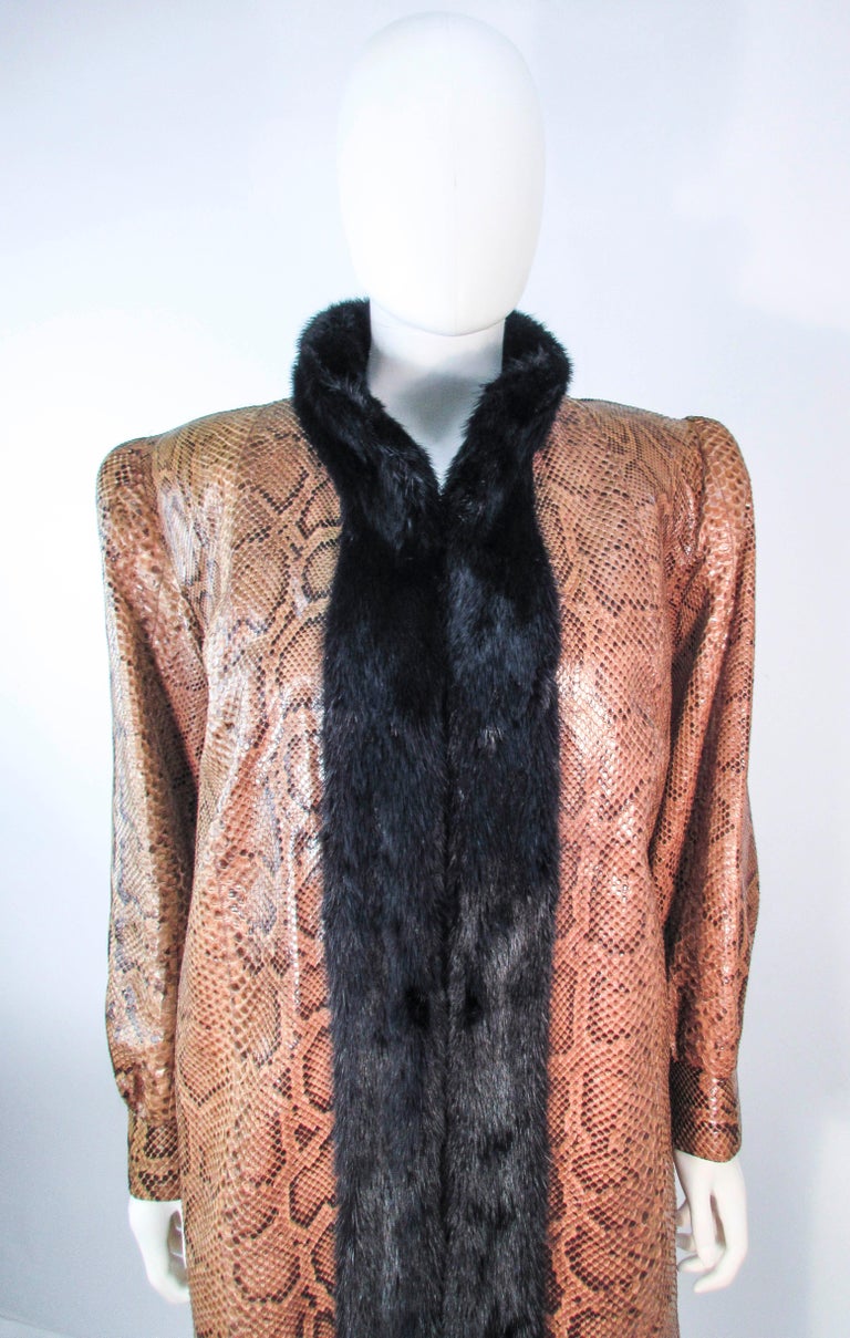 1970's Snakeskin Coat with Mink Trim and Sheared Detachable Lining Size ...