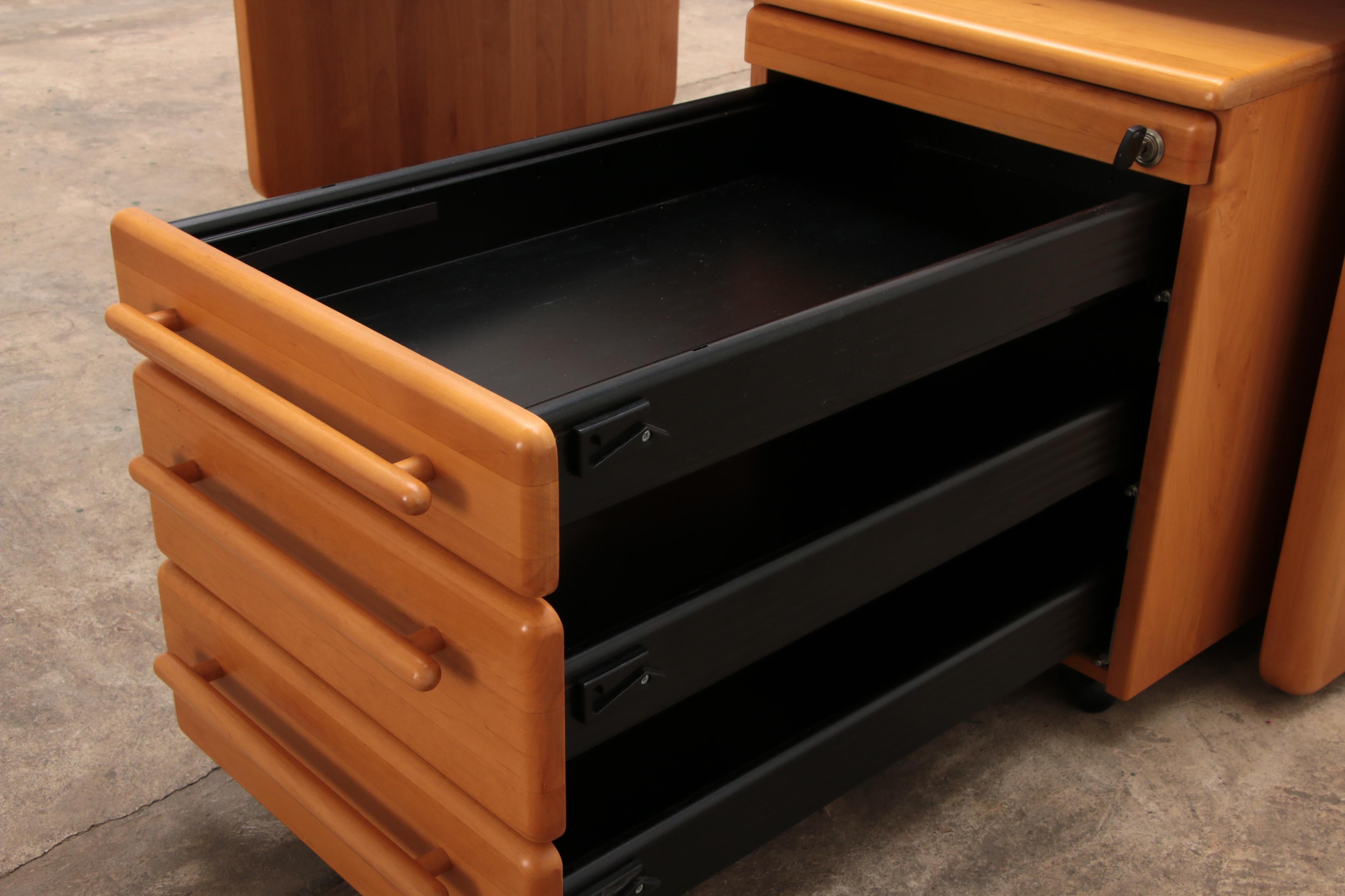 1970s Solid Beechwood Desk with Drawers, 1970 Germany For Sale at 1stDibs