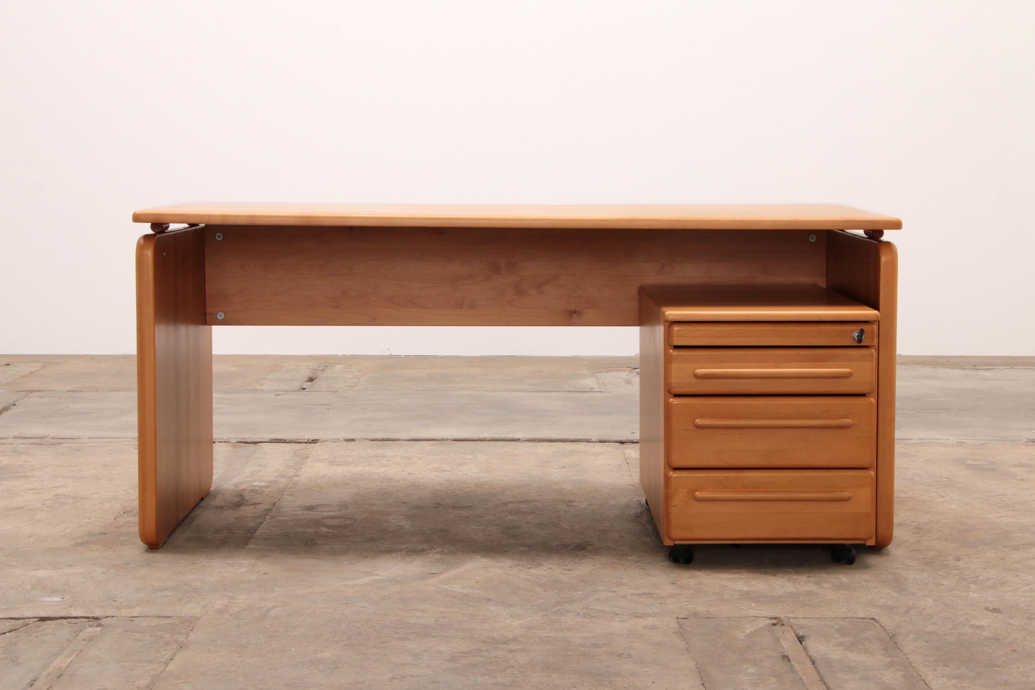 1970s Solid Beechwood Desk with Drawers, 1970 Germany For Sale at 1stDibs