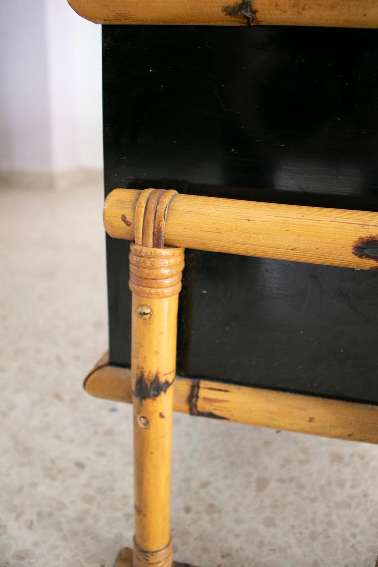 1970s Spanish Bamboo and Formica Magazine Rack For Sale at 1stDibs