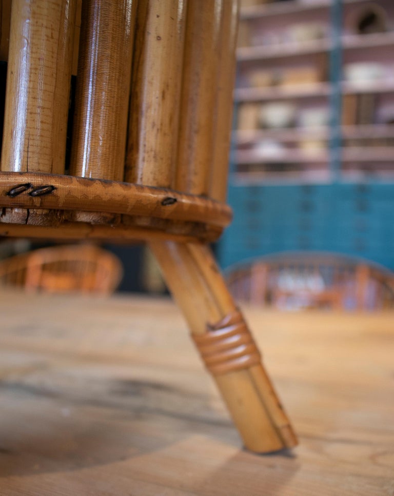 1970s Spanish Bamboo Umbrella Stand For Sale at 1stDibs