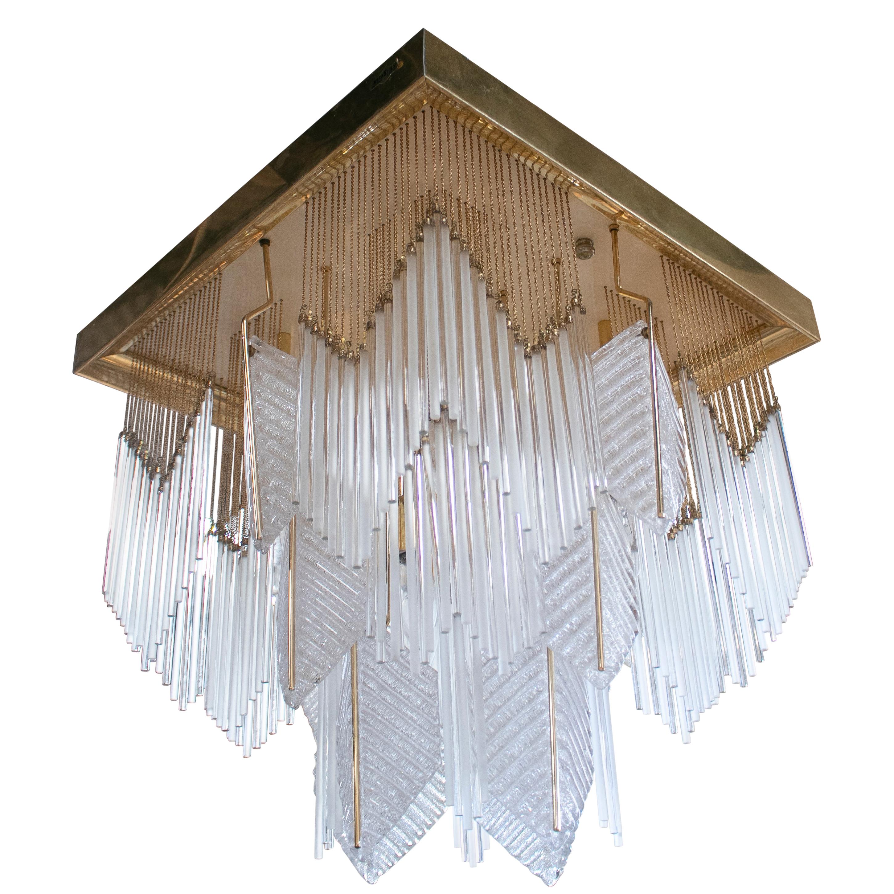 Czech Cast Glass Ceiling Lamp, circa 1950 For Sale at 1stDibs