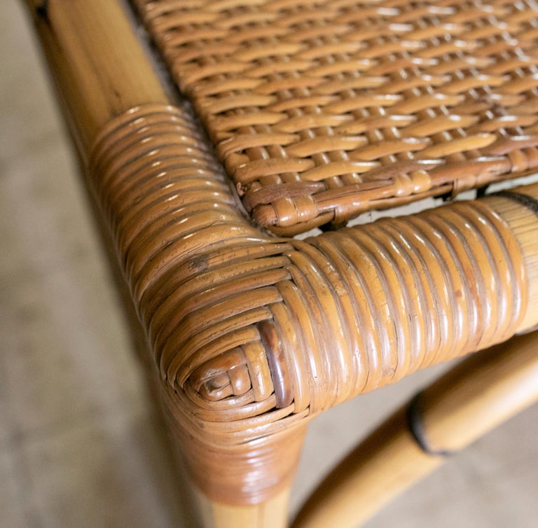 1970s Spanish Desk Made of Bamboo and Wicker with Four Drawers For Sale ...