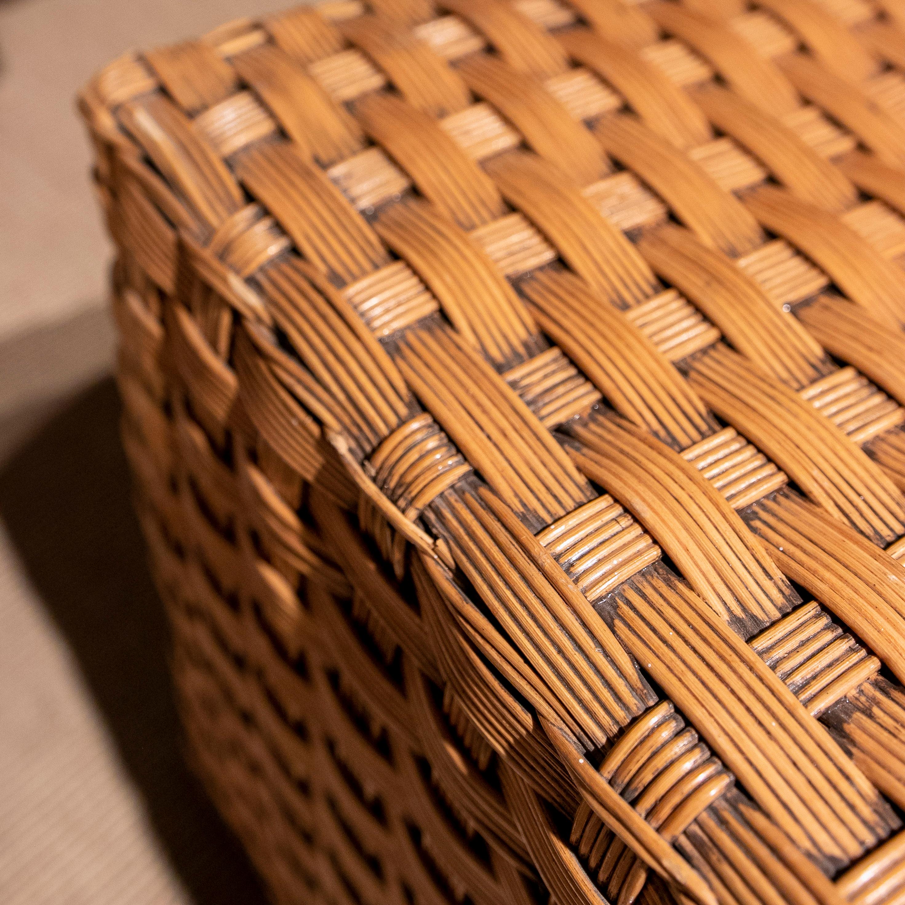 1970s Spanish Hand Woven Wicker Square Shaped Puff Seat For Sale at ...