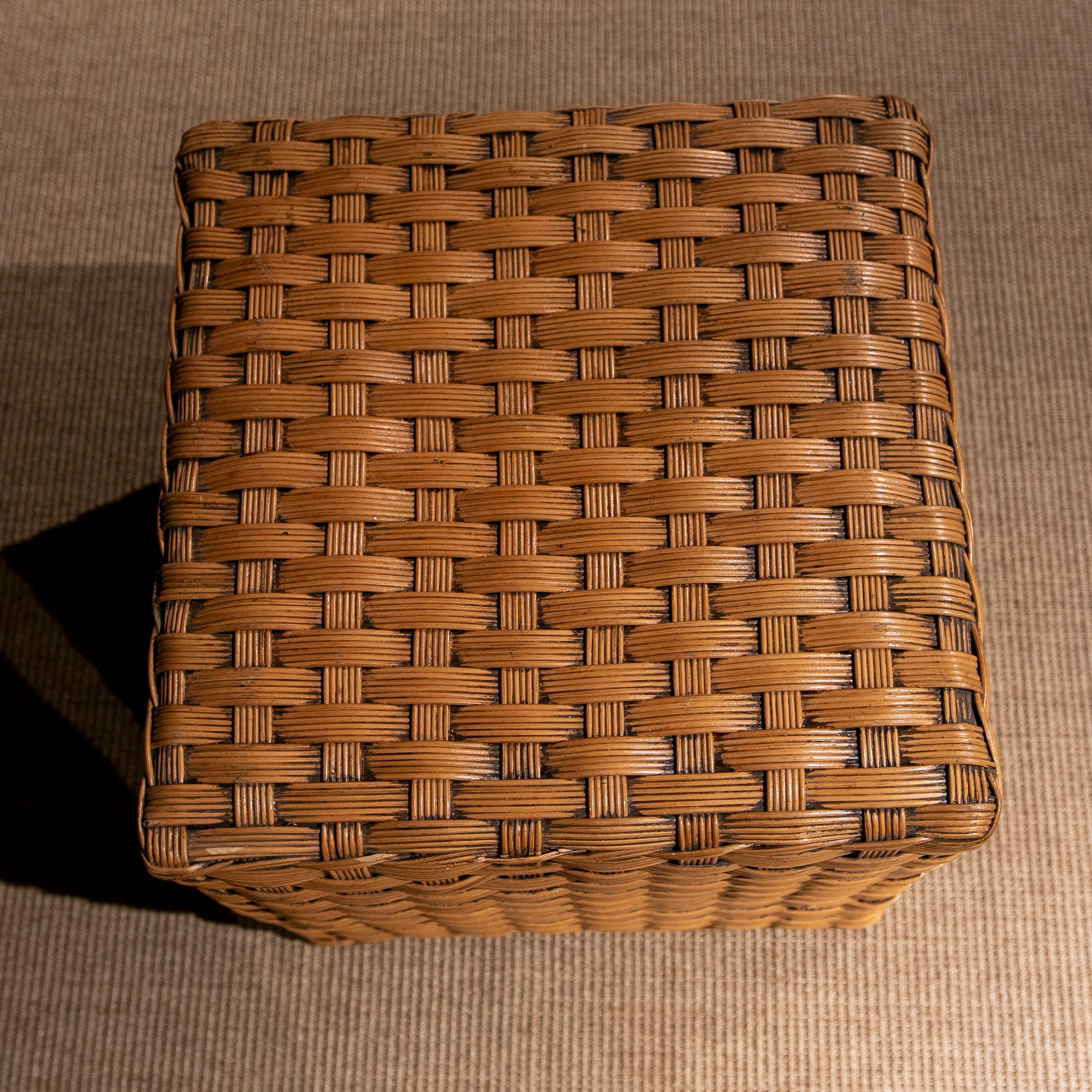 1970s Spanish Hand Woven Wicker Square Shaped Puff Seat For Sale at ...
