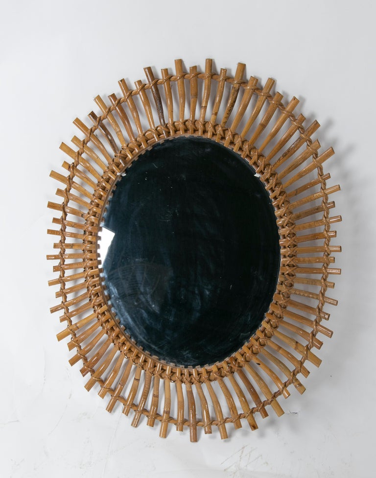 1970s Spanish Handmade Bambu Mirror For Sale at 1stDibs