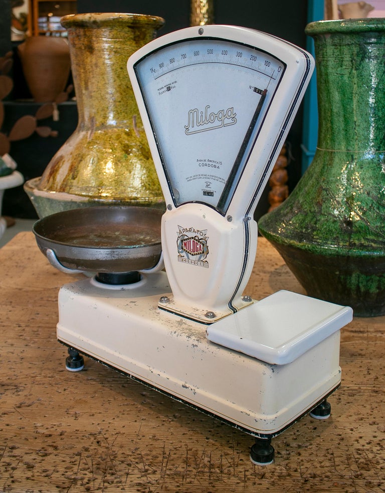 1970s Spanish "Miloga" Shop Food Weighing Scale at 1stDibs