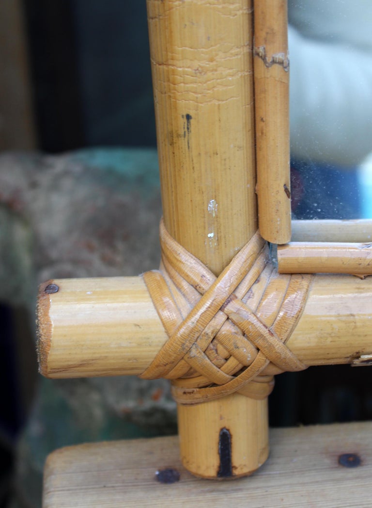 1970s Spanish Rectangular Cane Mirror with Lazed Wicker Corner Joints ...