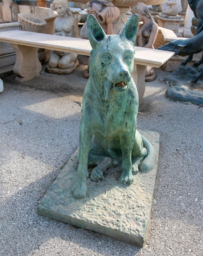 1970s Spanish Signed Life-Size Bronze Dog Garden Sculpture For Sale at ...