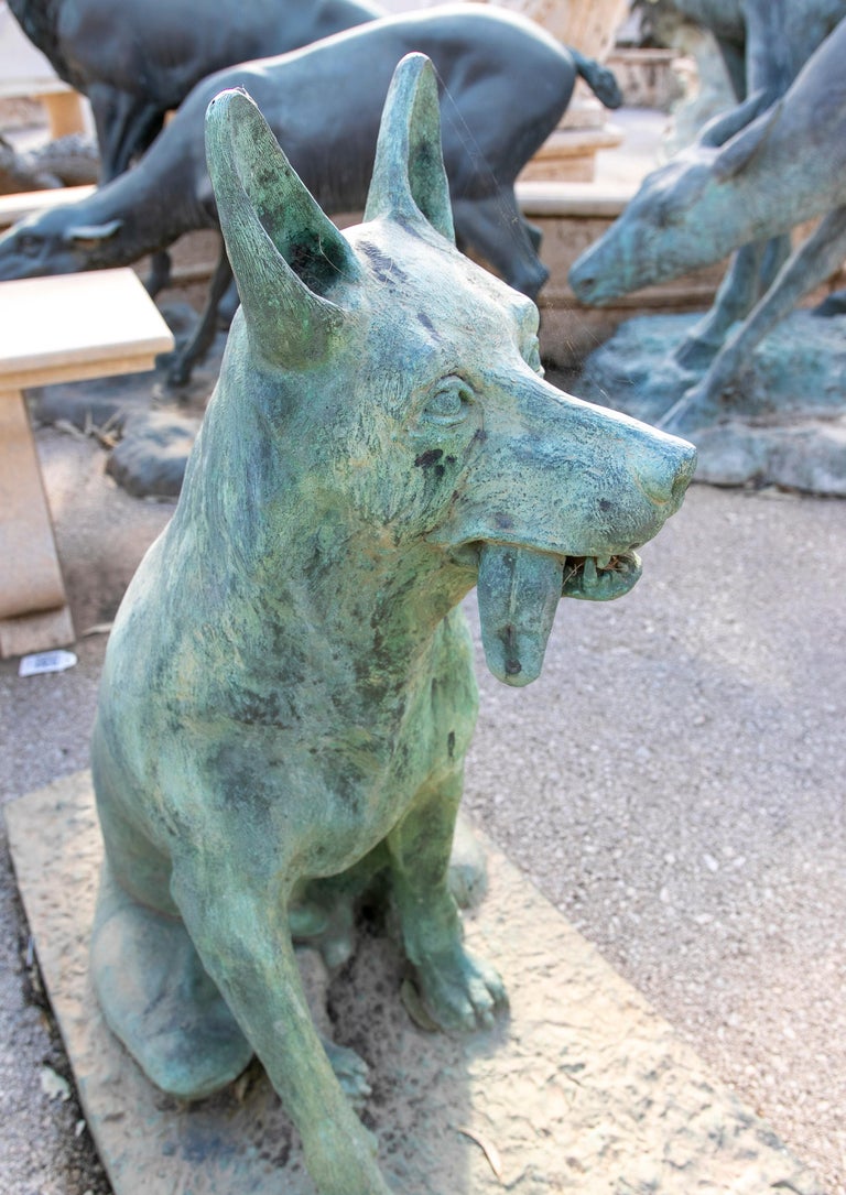 1970s Spanish Signed Life-Size Bronze Dog Garden Sculpture For Sale at ...