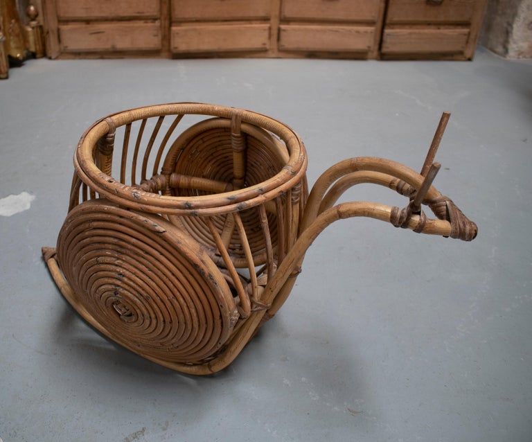 1970s Spanish Snail Shaped Bamboo Magazine Rack For Sale at 1stDibs