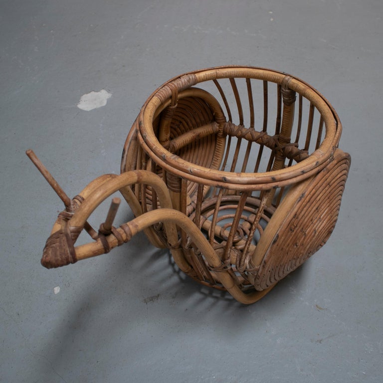 1970s Spanish Snail Shaped Bamboo Magazine Rack For Sale at 1stDibs