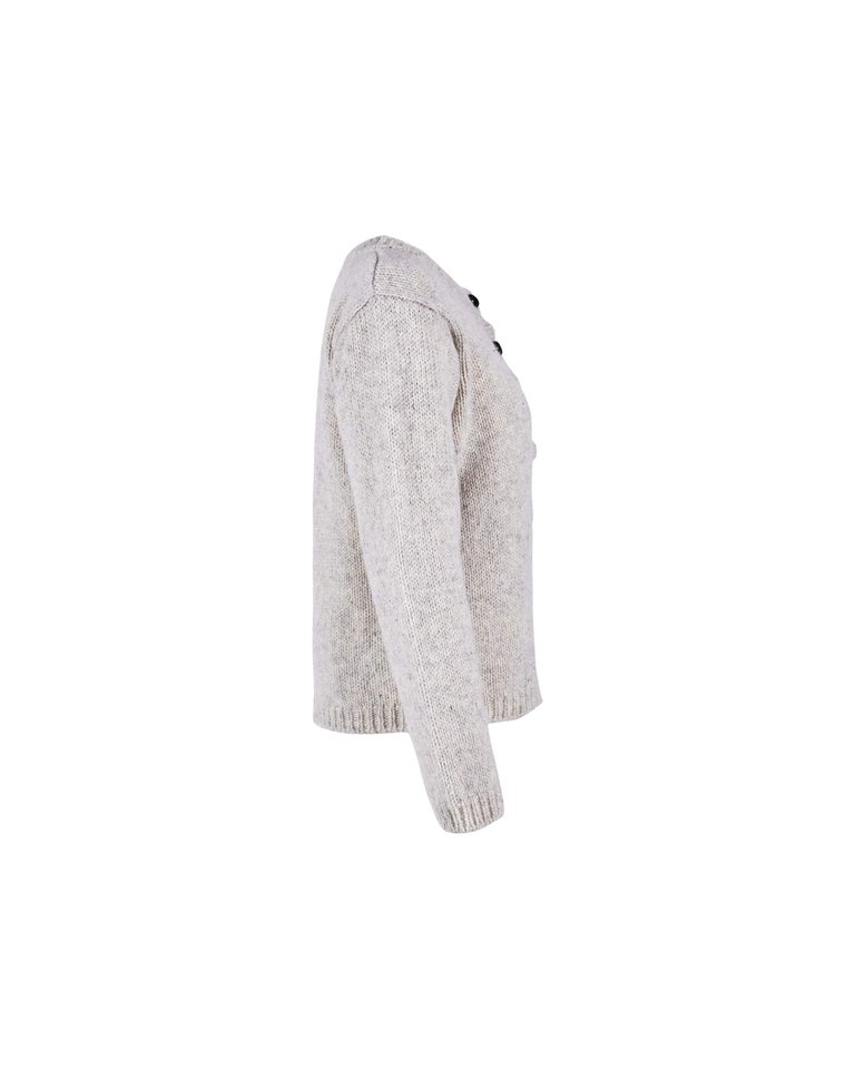 1970's Special Vintage Cream and Gray Wool Cardigan For Sale at 1stDibs