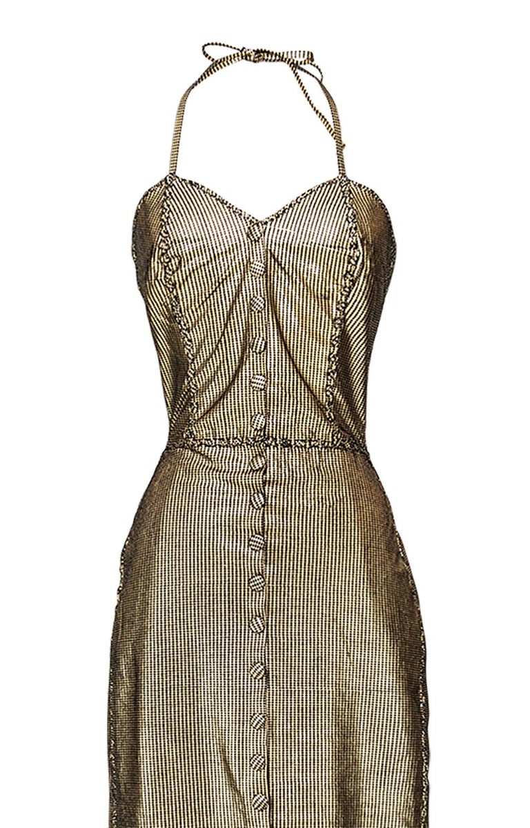 1970's Special Vintage Metallic Gold Leather Corset Bodice Disco Dress ...
