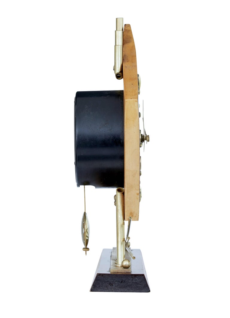 1970s Sputnik Style Satinwood Table Clock at 1stDibs