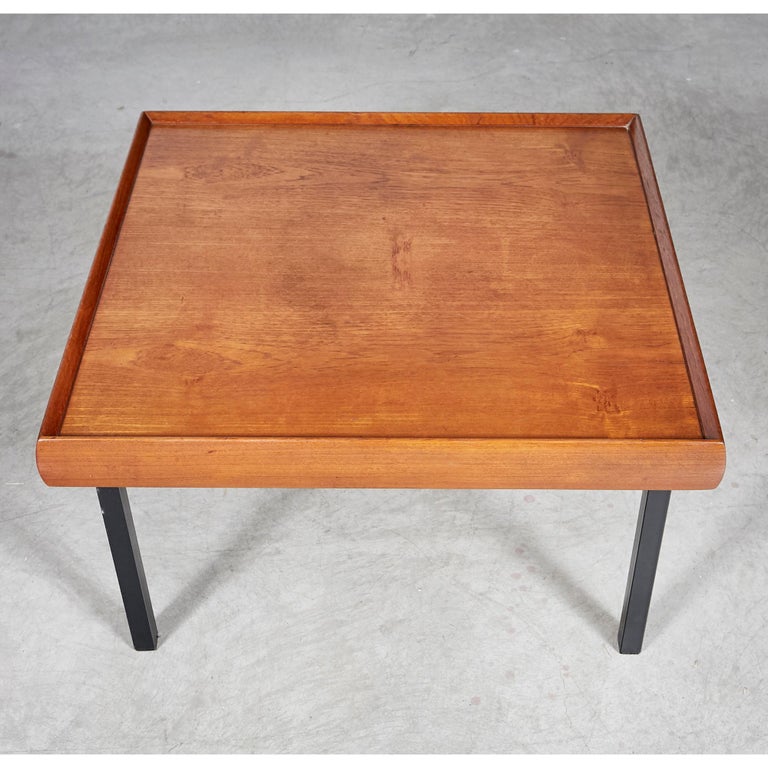 1970s Square Teak Wood Coffee Table For Sale at 1stDibs