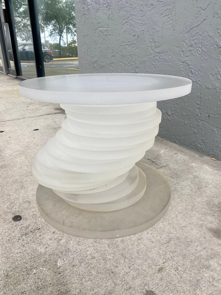 1970s Sculptural Stacked Circular Frosted Lucite Coffee Table For Sale ...