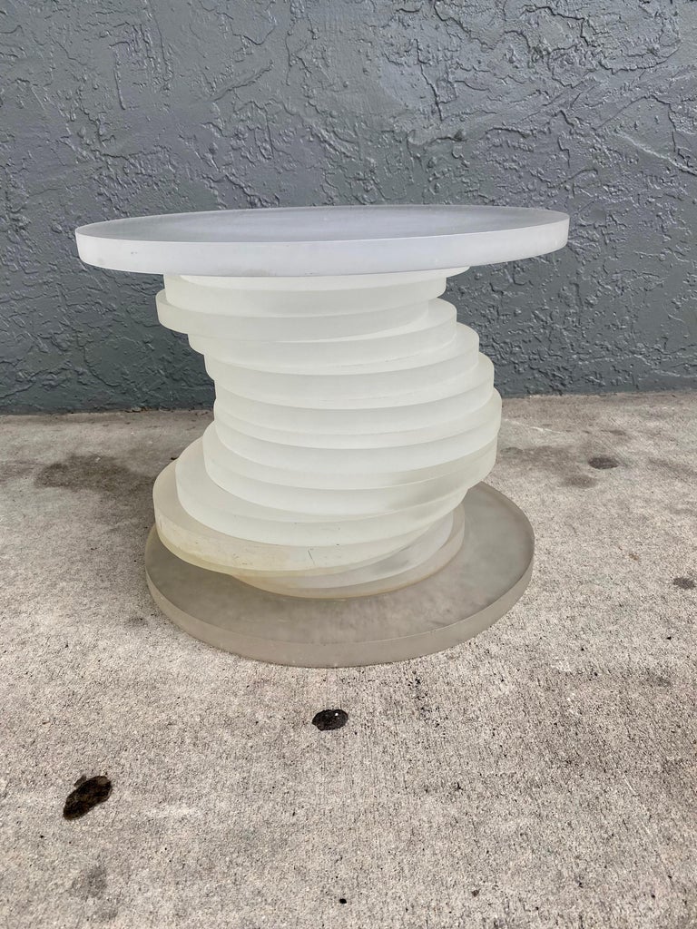 1970s Sculptural Stacked Circular Frosted Lucite Coffee Table For Sale ...