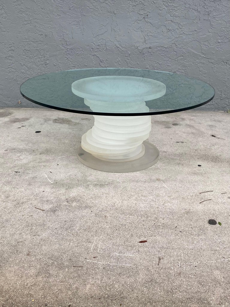 1970s Sculptural Stacked Circular Frosted Lucite Coffee Table For Sale ...