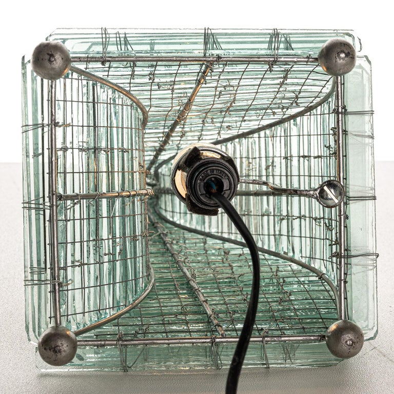 1970s Stacked Glass and Metal Table Lamp For Sale at 1stDibs