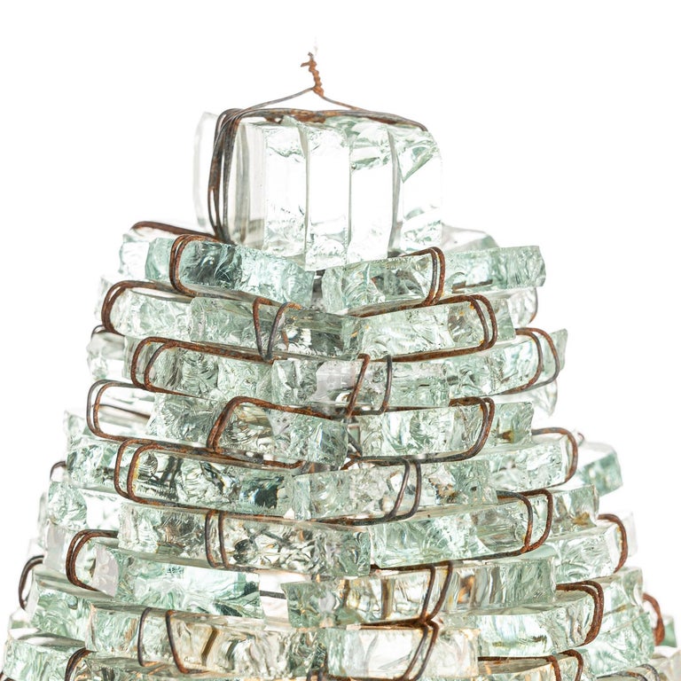 1970s Stacked Glass and Metal Table Lamp For Sale at 1stDibs