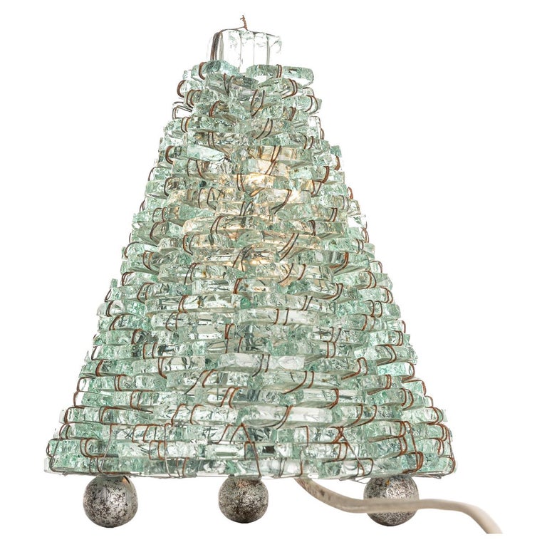 1970s Stacked Glass and Metal Table Lamp For Sale at 1stDibs