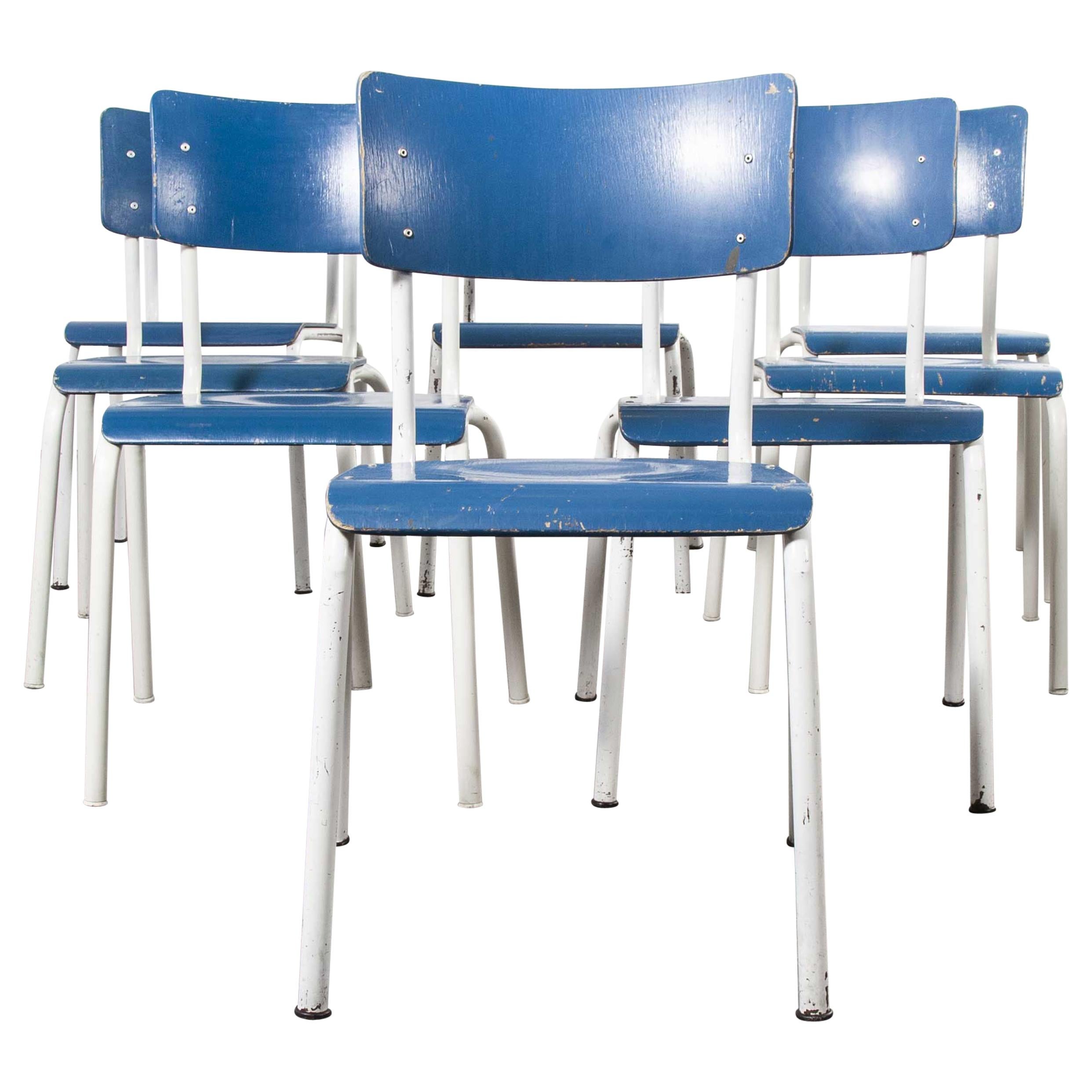 1970s Stacking Dining Chairs for the German Military, Blue, Set of ...