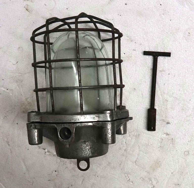 1970s Steel and Glass Nautical Caged Ship Light with Wrench For Sale at ...