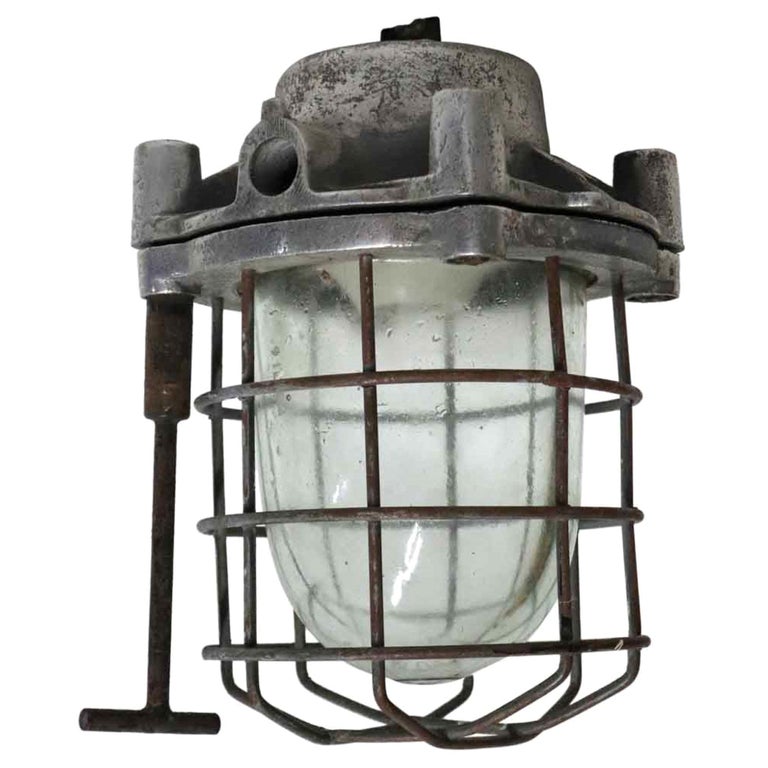 1970s Steel and Glass Nautical Caged Ship Light with Wrench For Sale at ...