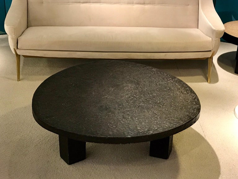 1970s Stone Black Coffee Table at 1stDibs