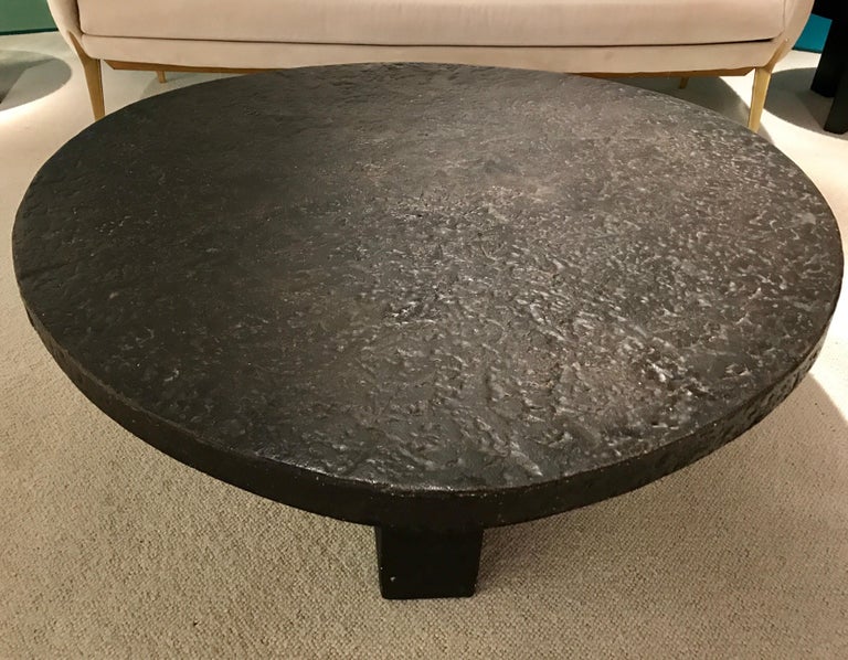 1970s Stone Black Coffee Table at 1stDibs