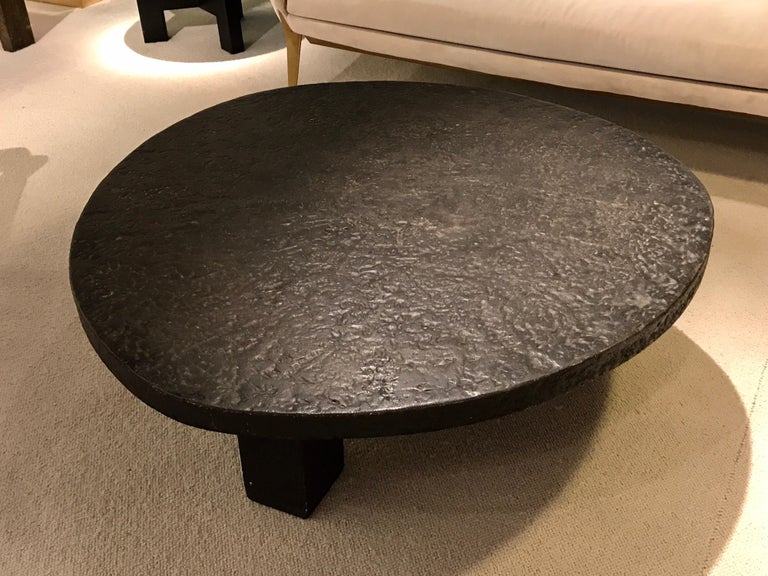 1970s Stone Black Coffee Table at 1stDibs