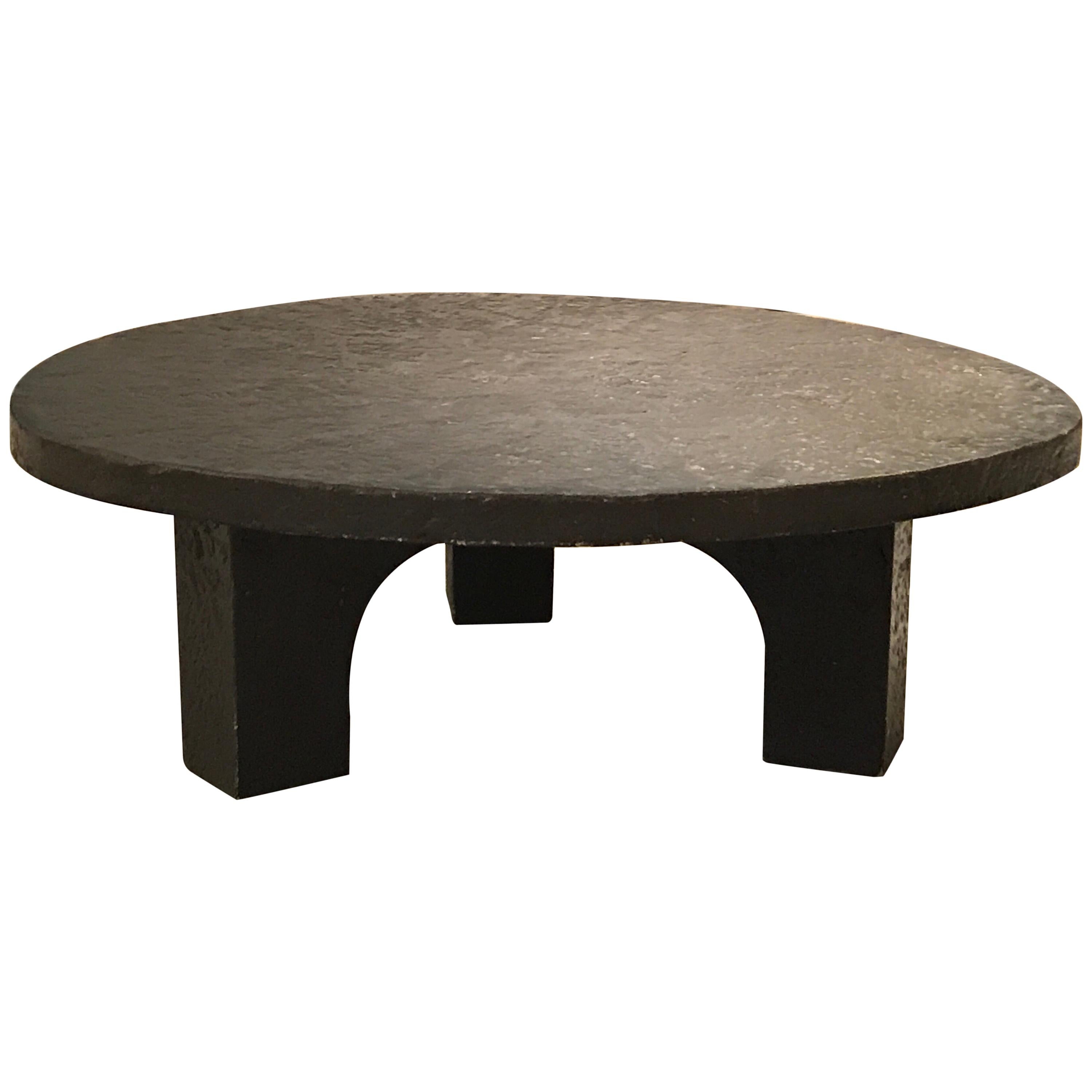 1970s Stone Black Coffee Table at 1stDibs