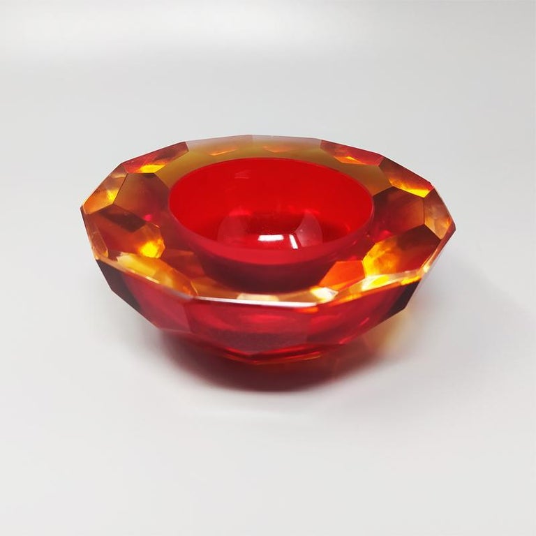 1970s Stunning Red Bowl "Geode" by Mandruzzato in Murano Glass, Made ...