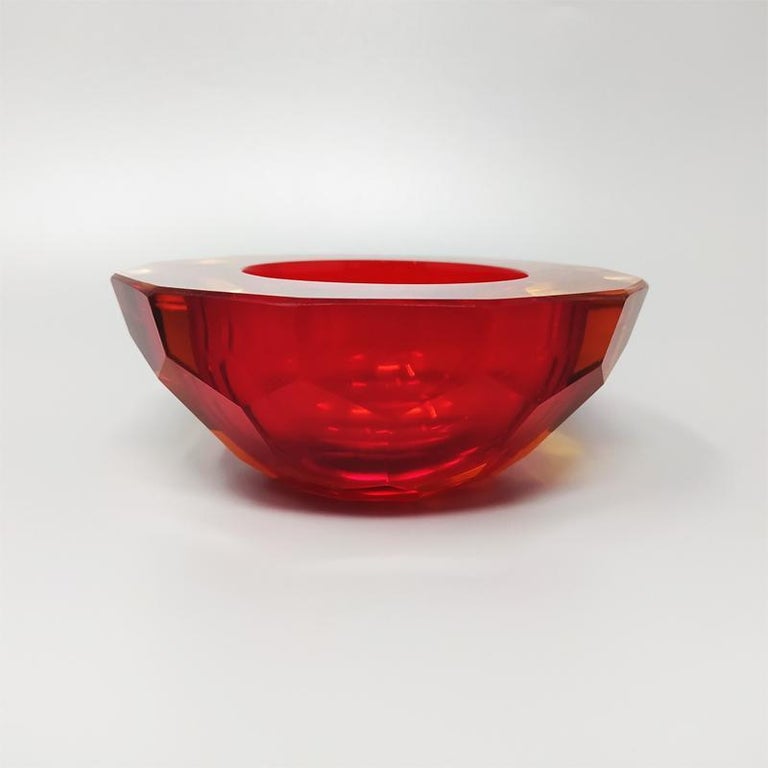 1970s Stunning Red Bowl "Geode" by Mandruzzato in Murano Glass, Made ...