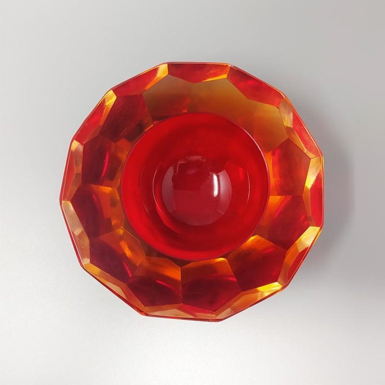 1970s Stunning Red Bowl "Geode" by Mandruzzato in Murano Glass, Made ...