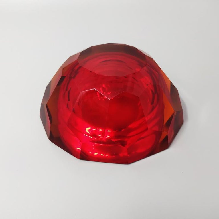 1970s Stunning Red Bowl "Geode" by Mandruzzato in Murano Glass, Made ...