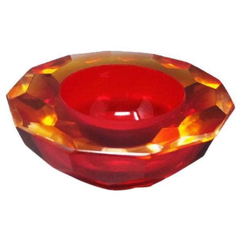 1970s Stunning Red Bowl "Geode" by Mandruzzato in Murano Glass, Made ...