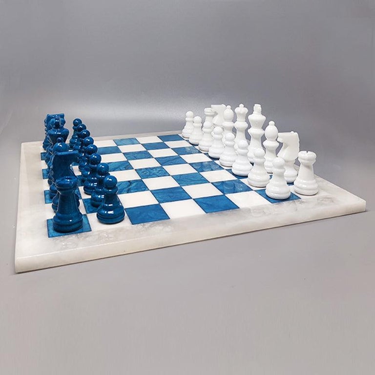 1970s Stunning Turquoise and White Chess Set in Volterra Alabaster ...