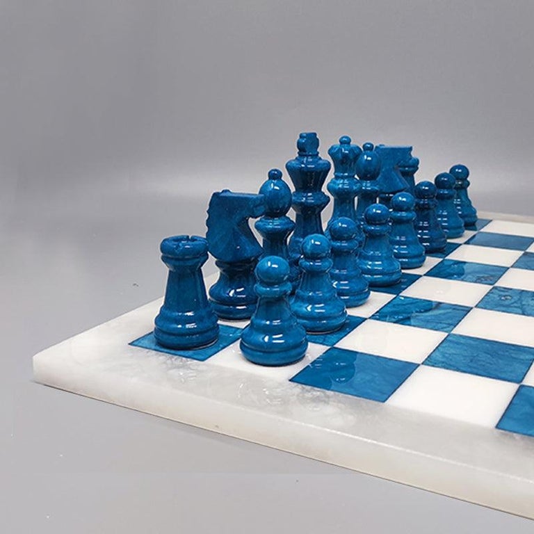 1970s Stunning Turquoise and White Chess Set in Volterra Alabaster ...