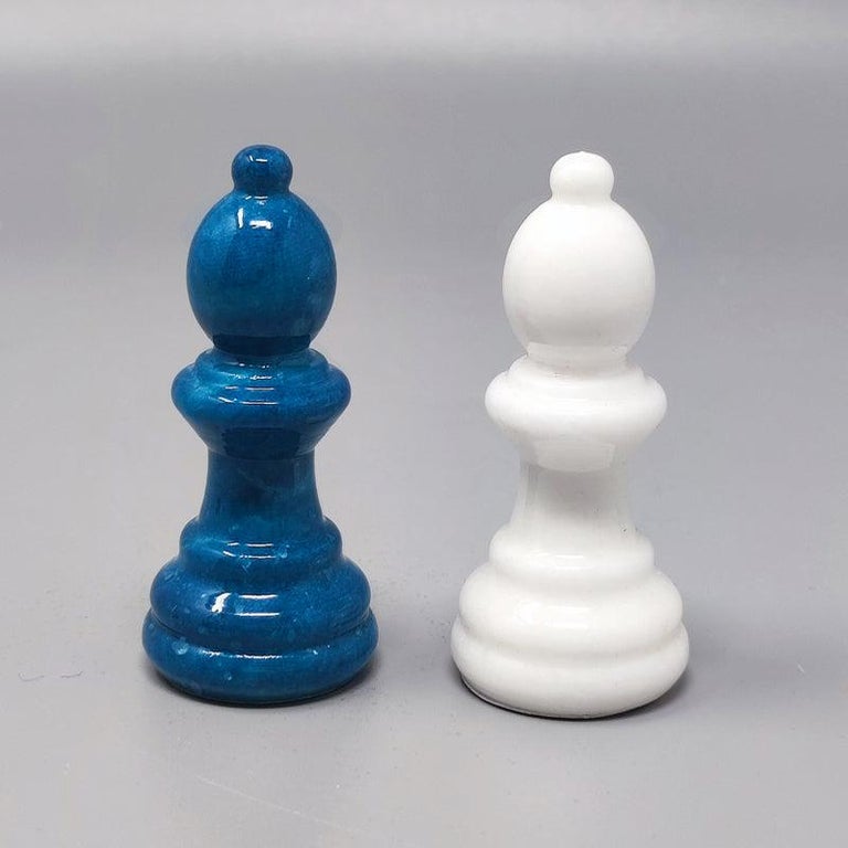 1970s Stunning Turquoise and White Chess Set in Volterra Alabaster ...