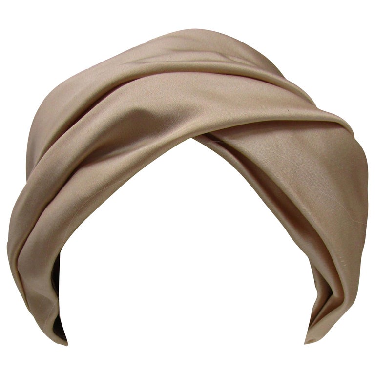 1970's Sublime Irene of New York Champagne Silk Turban at 1stDibs