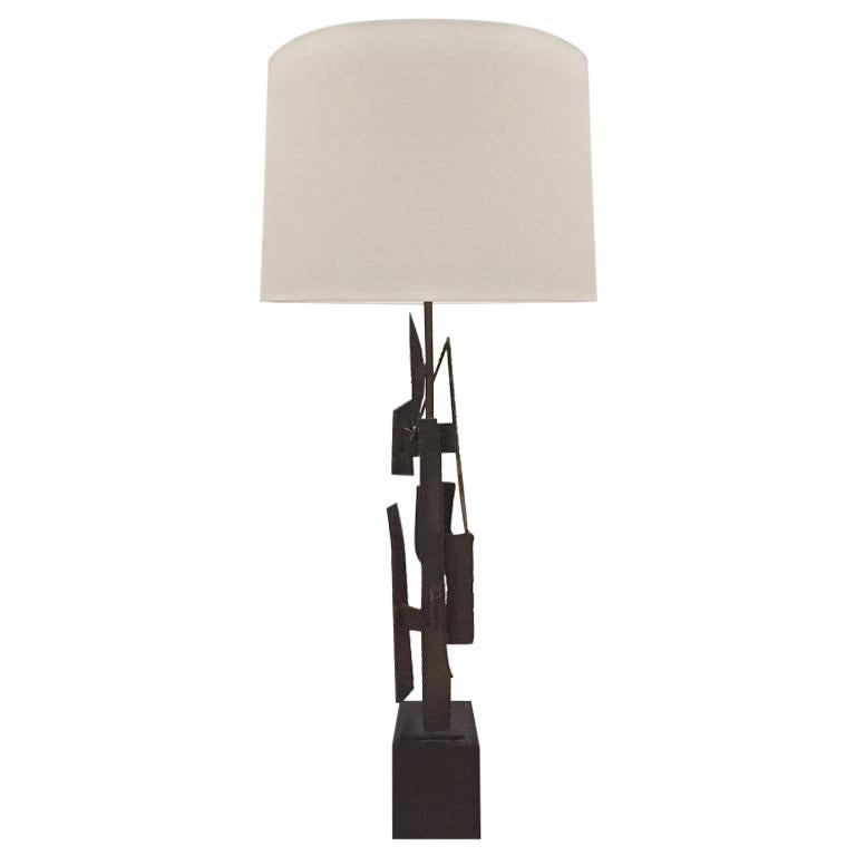 A Brutalist Welded Steel Lamp by Harry Balmer at 1stDibs