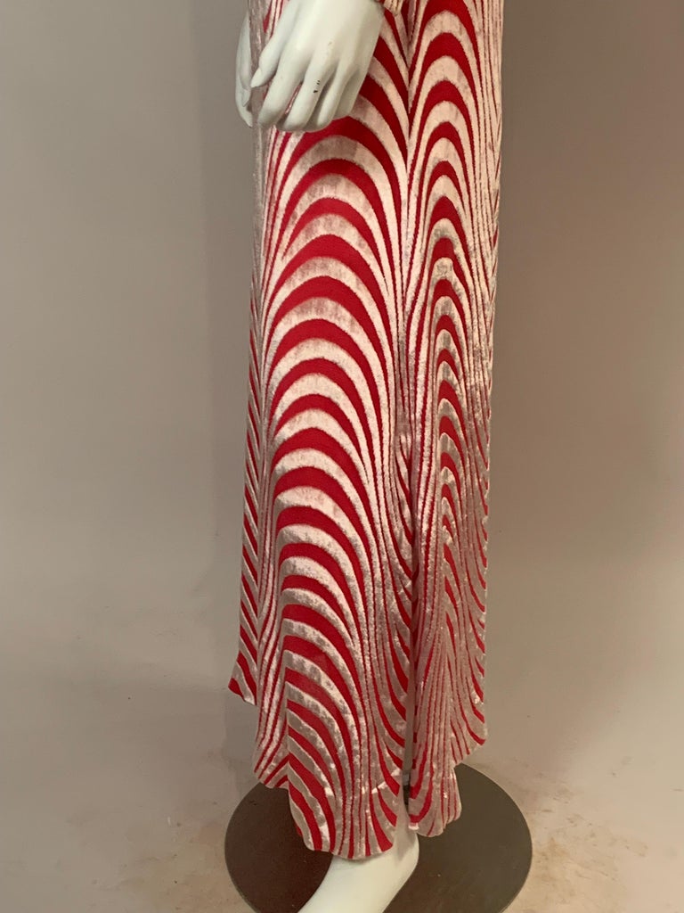 1970's Tan Giudicelli for Giorgio Beverly Hills Rose Devore Velvet Evening Gown For Sale at 1stDibs