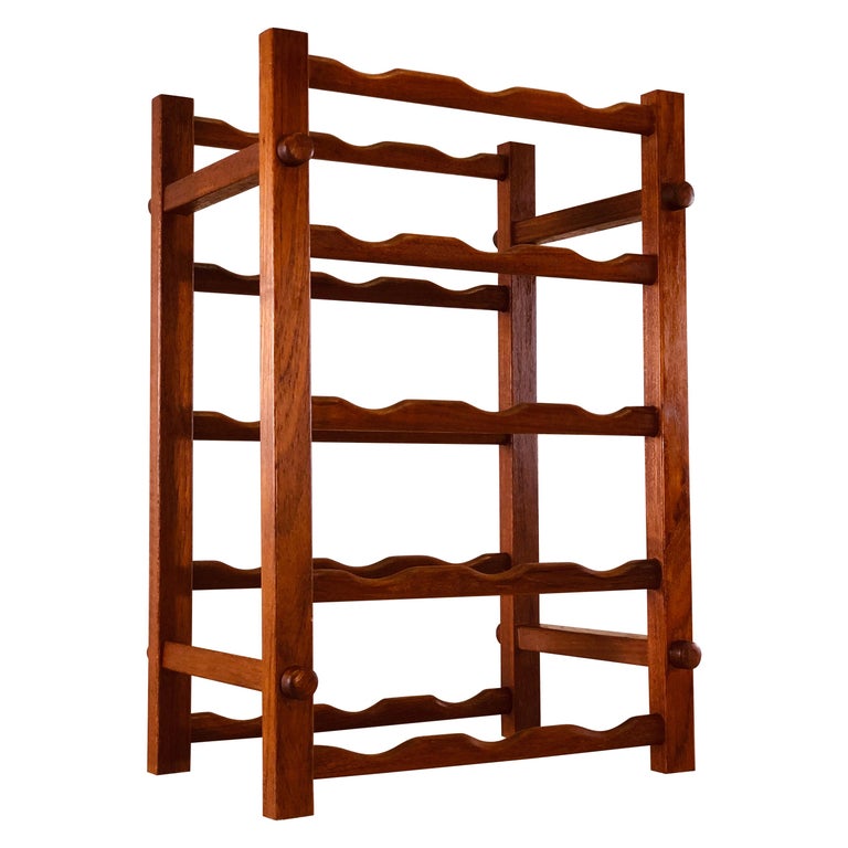 1970s Teak Wood Wine Rack at 1stDibs